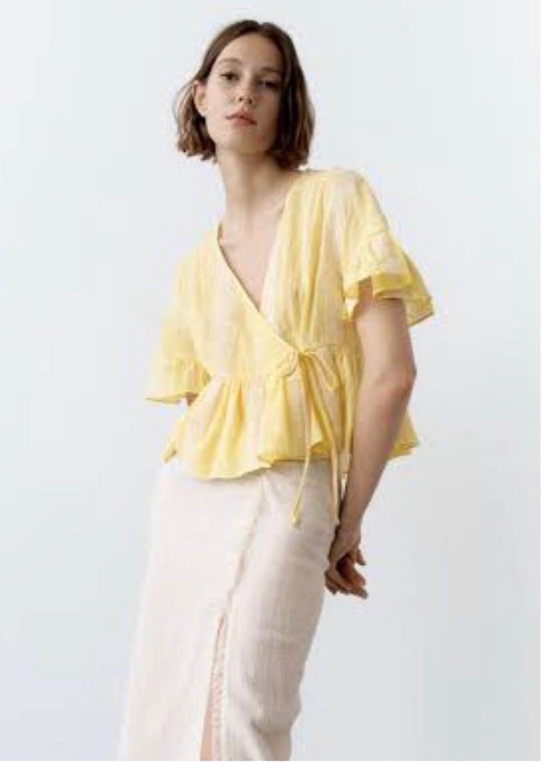 Zara Yellow Top, Women's Fashion, Tops, Blouses on Carousell