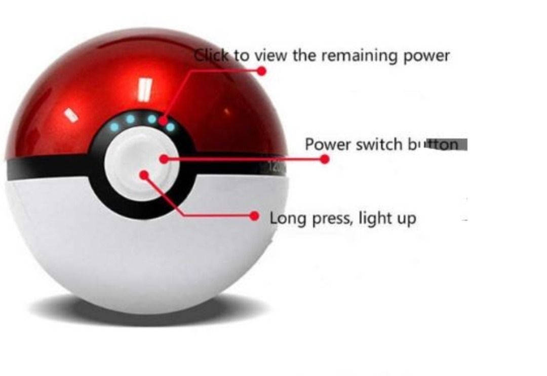 12000 MAH Capacity Pokemon Powerbank Poke Ball USB Power Bank Portable ...