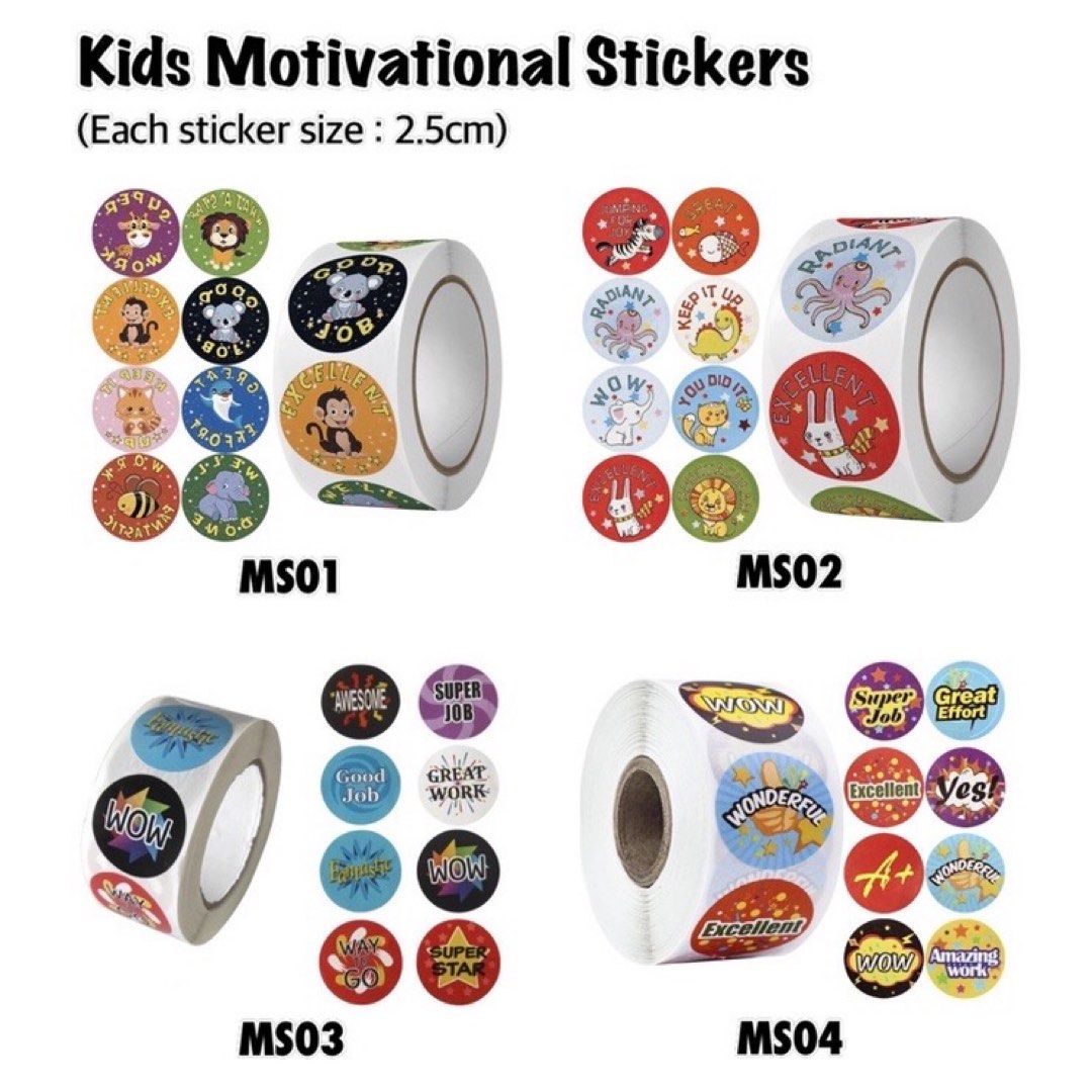 2.5cm 500pcs/roll Kids Motivation/Encourage/Reward Stickers for Good ...