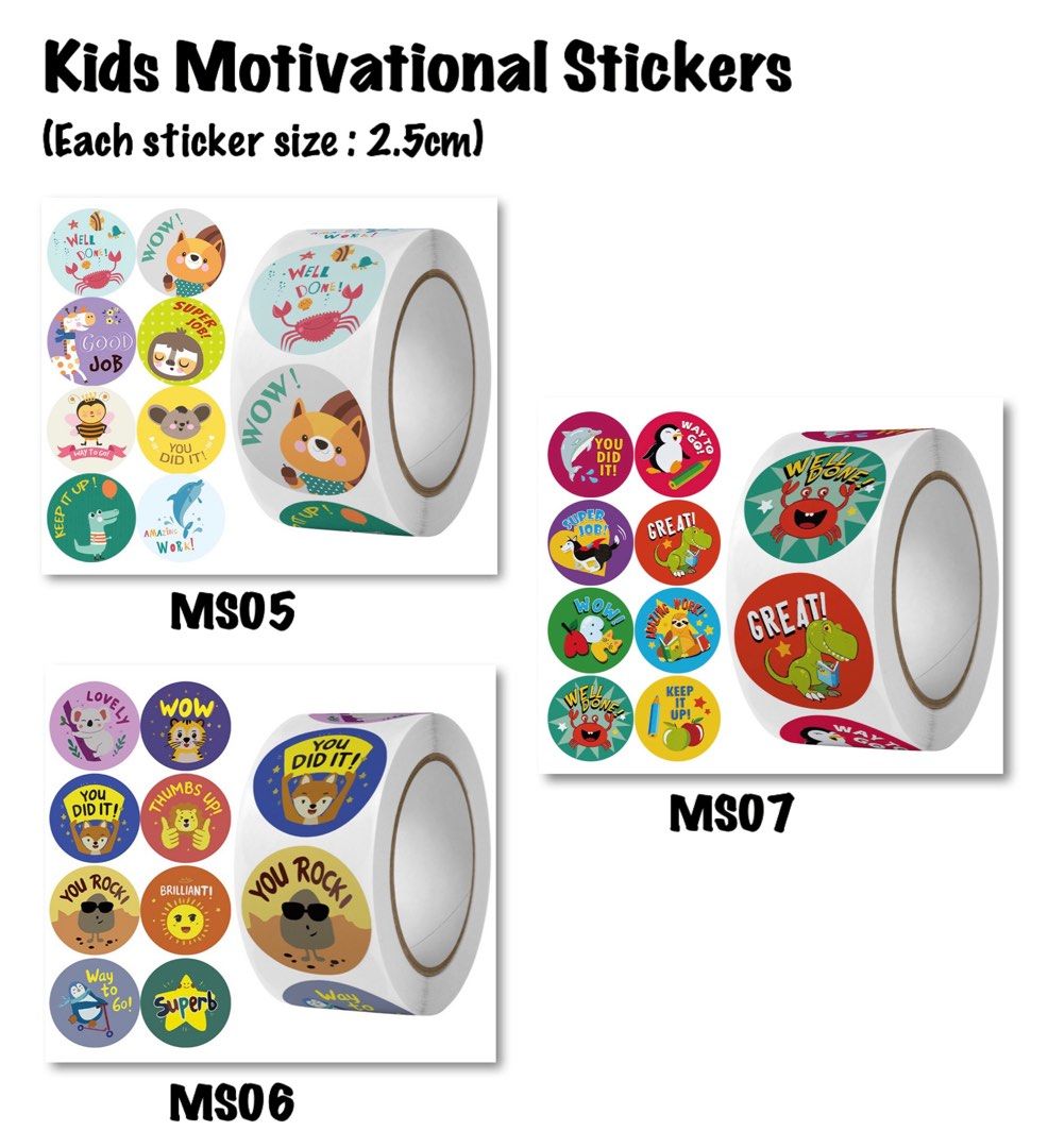 2.5cm 500pcs/roll Kids Motivation/Encourage/Reward Stickers for Good ...