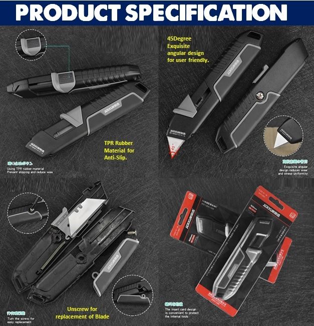 AUTO RETRACTABLE UTILITY SAFETY KNIFE- INDUSTRIAL GRADE/ HEAVY DUTY ...