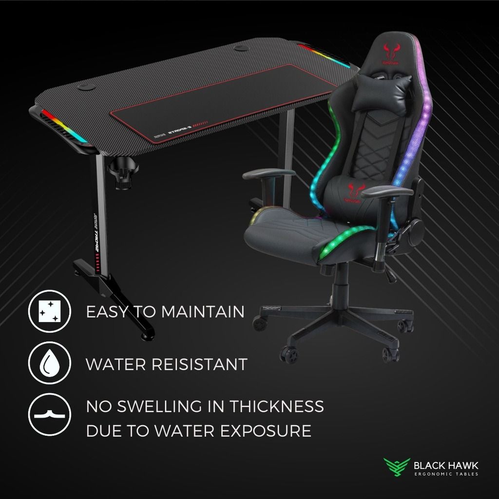 Black Hawk RGB Gaming Desk / Gaming Desk / Gaming Table / Computer ...