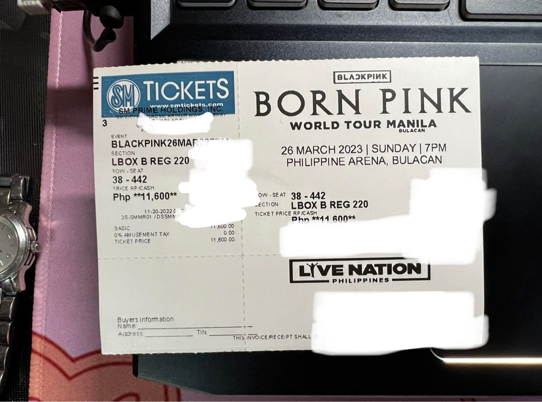 Blackpink Born Pink Concert Ticket - Day 2, Tickets & Vouchers, Event ...
