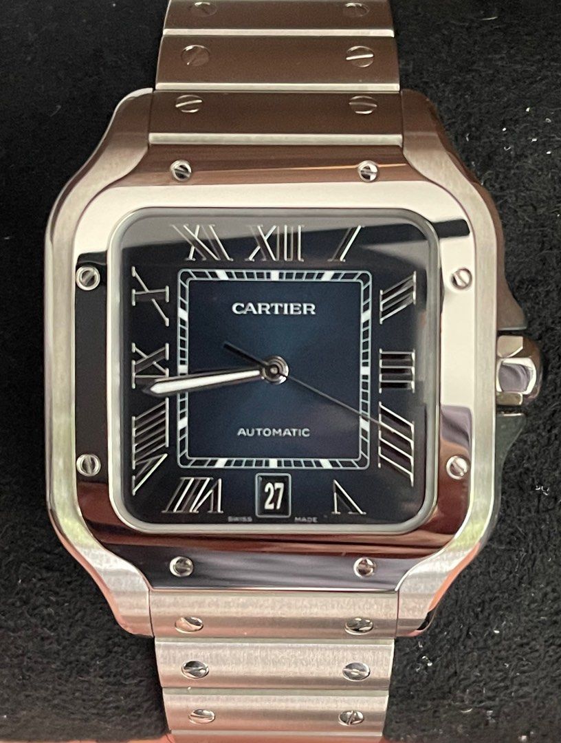 Cartier Santos Blue dial, Large, Luxury, Watches on Carousell
