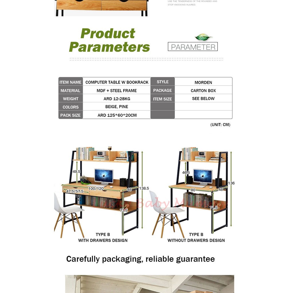Computer Tables with Bookshelf/Study Table/Laptop Table/Desk, Furniture ...