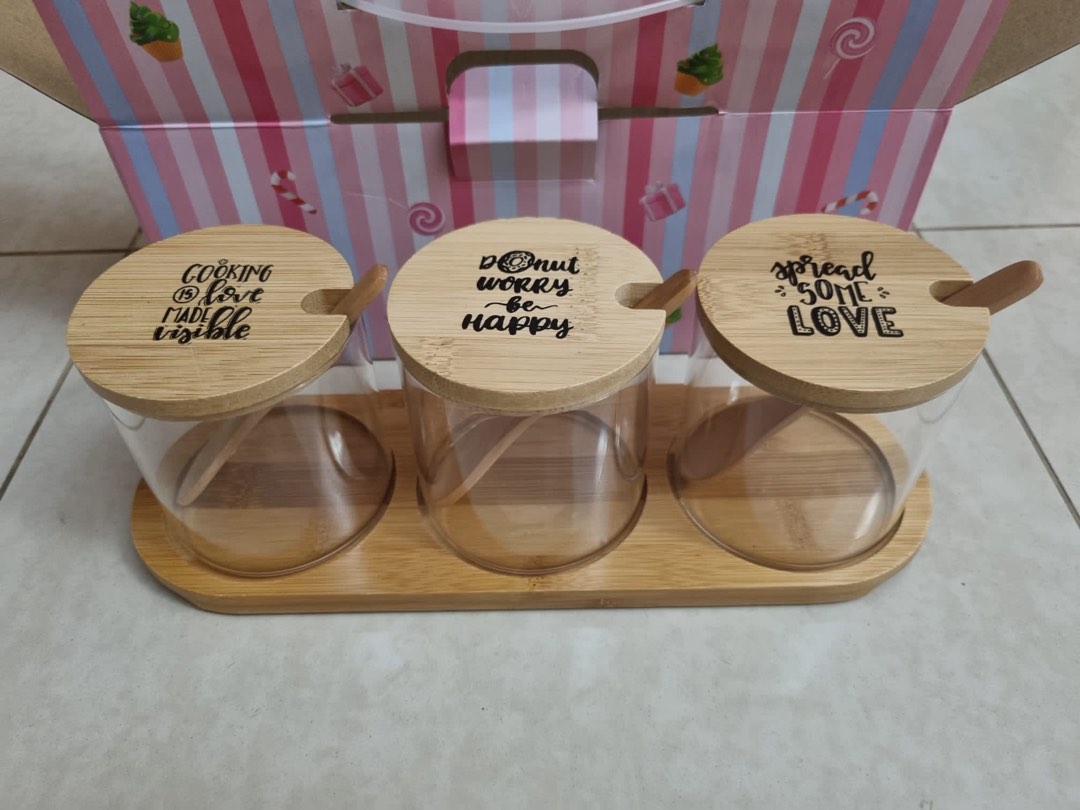 Condiments Glass container, Furniture & Home Living, Kitchenware ...