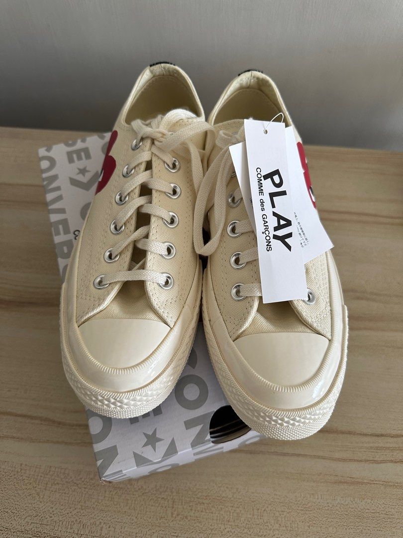Converse X CDG Low White, Women's Fashion, Footwear, Sneakers on Carousell