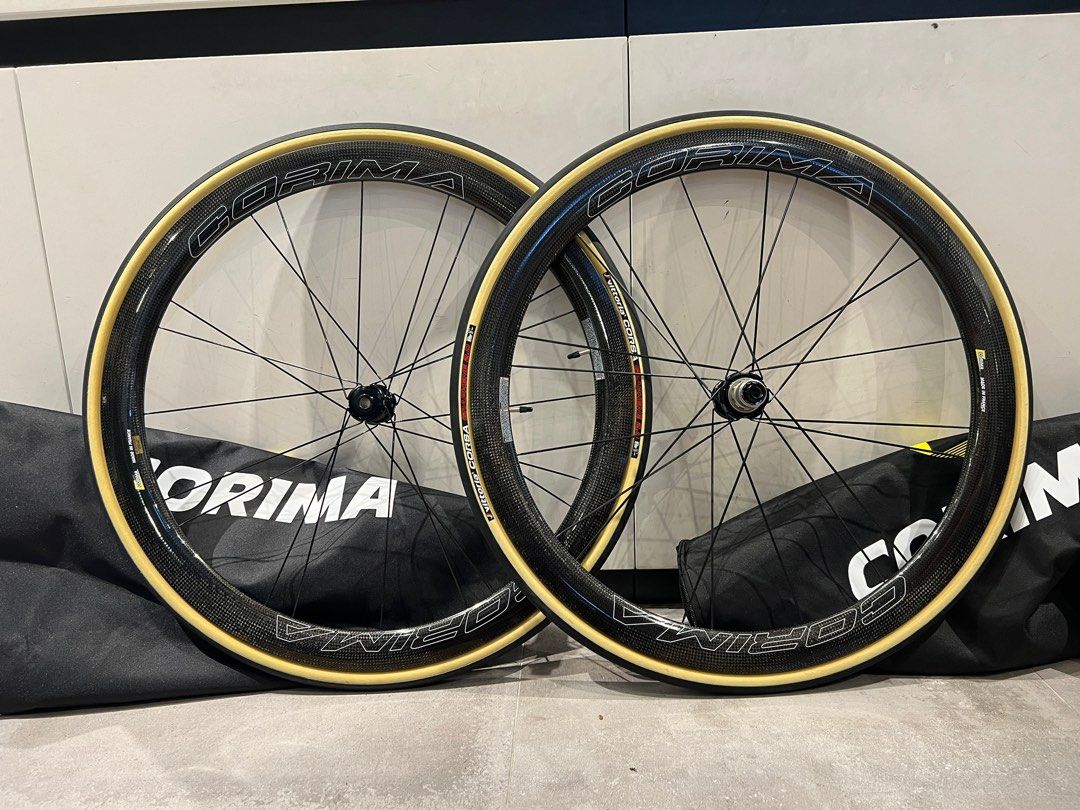 Corima WS black DX 47mm clincher wheel set with tires, Sports Equipment ...
