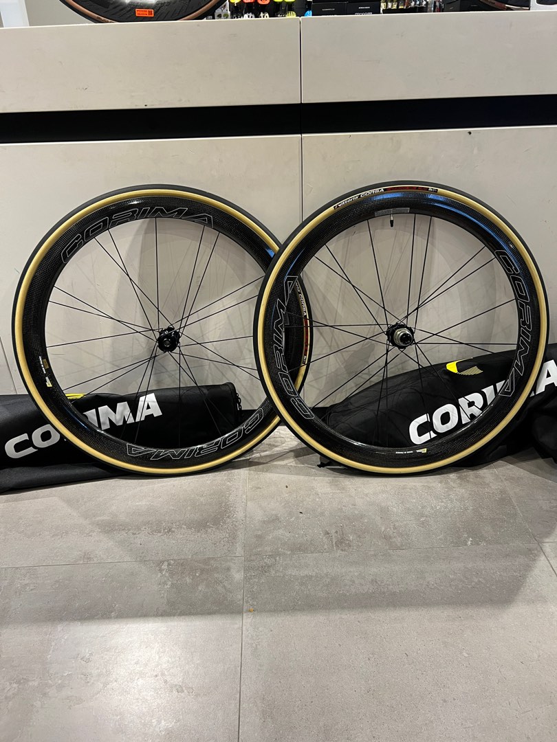 Corima WS black DX 47mm clincher wheel set with tires, Sports Equipment ...