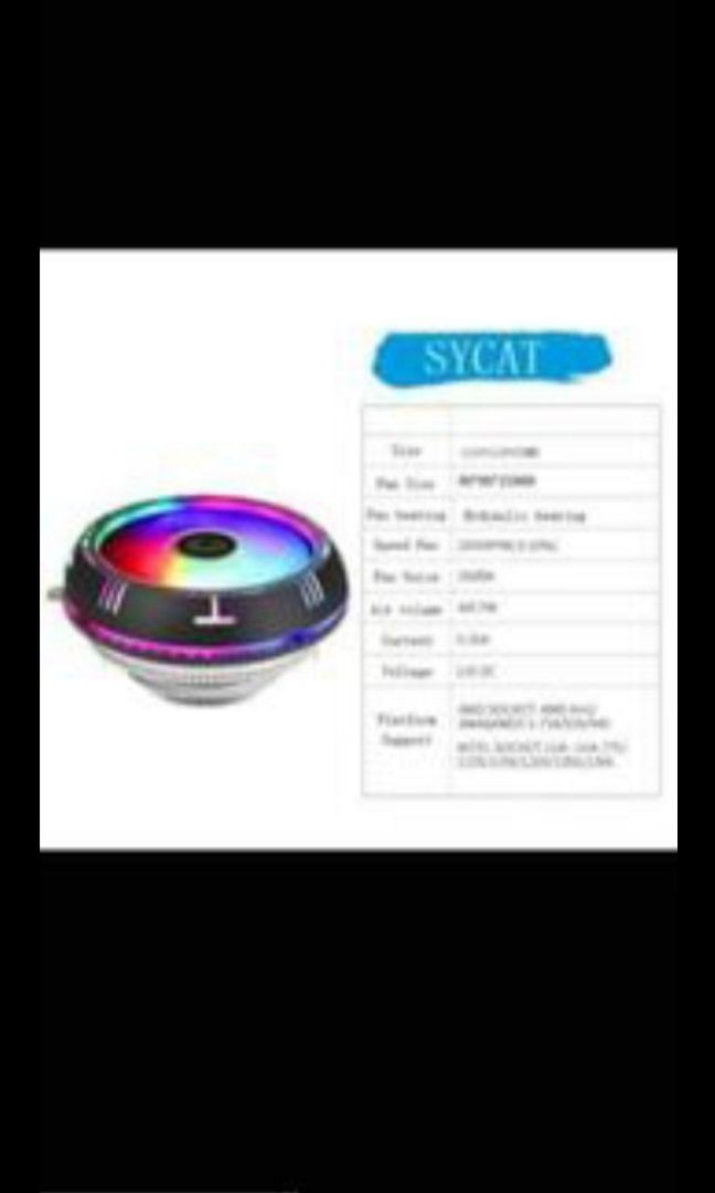 CPU COOLER SYCAT RGB amd/Intel..., Computers & Tech, Parts ...