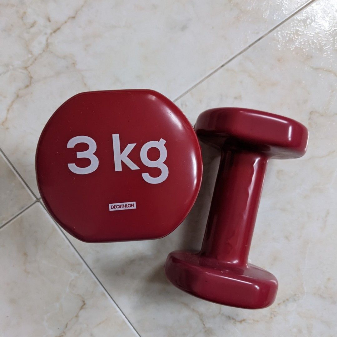 Decathlon 3kg Dumbbells, Sports Equipment, Exercise & Fitness, Weights ...