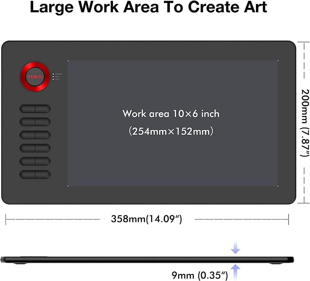 Digital Graphics Drawing Tablet, 12 Buttons, Android Mac OS and Windows ...