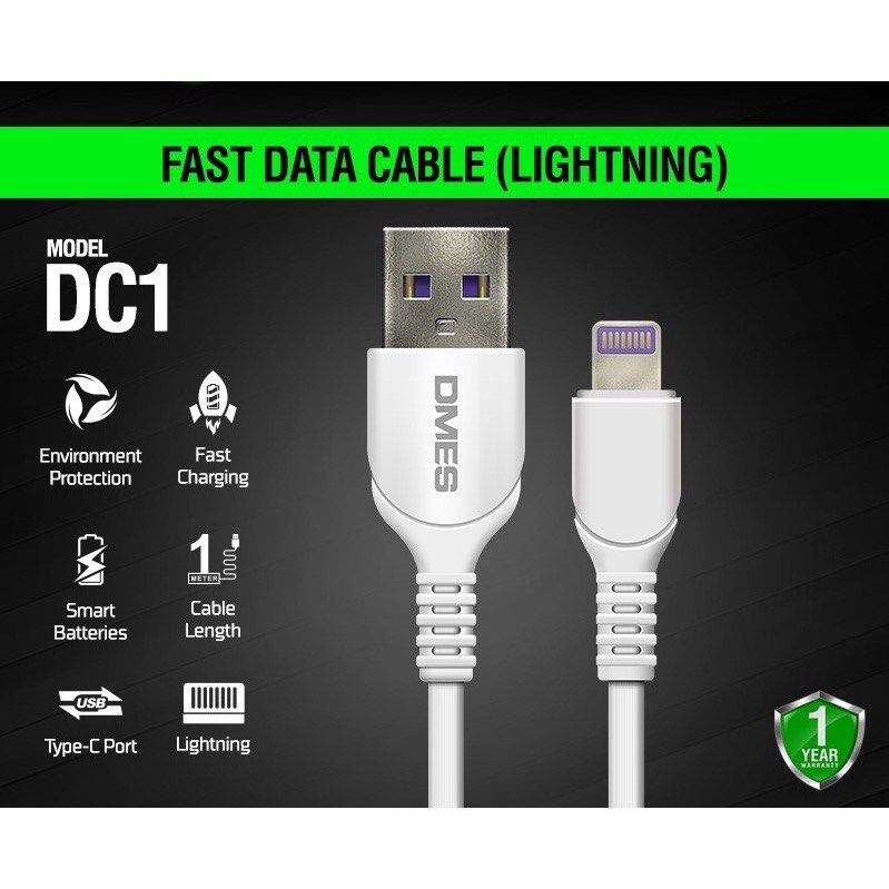 Dmes DC1 Fast Data Cable 2.1A (1m), Mobile Phones & Gadgets, Mobile & Gadget Accessories ...