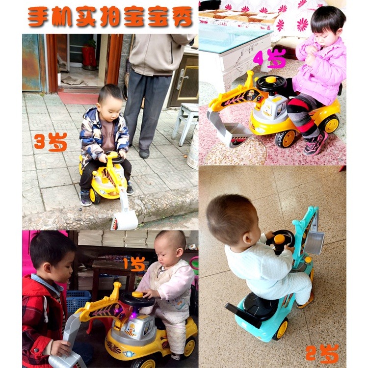 Excavator Digger Car Ride on Excavator Pretend Toy w Music Electric ...