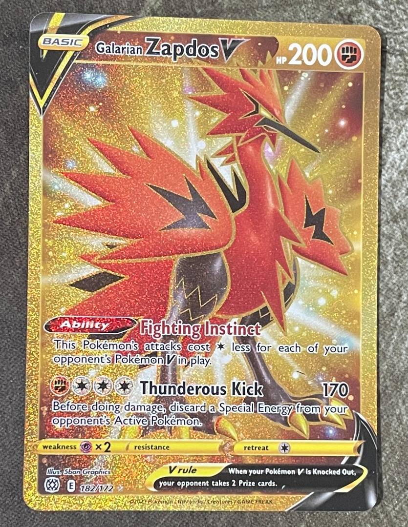 Galarian Zapdos V - Secret Rare (Gold), Hobbies & Toys, Toys & Games on Carousell