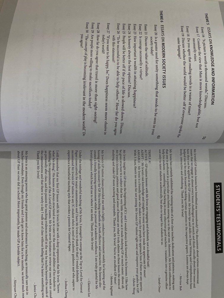 General Paper Model Essay by Themes, Hobbies & Toys, Books & Magazines ...