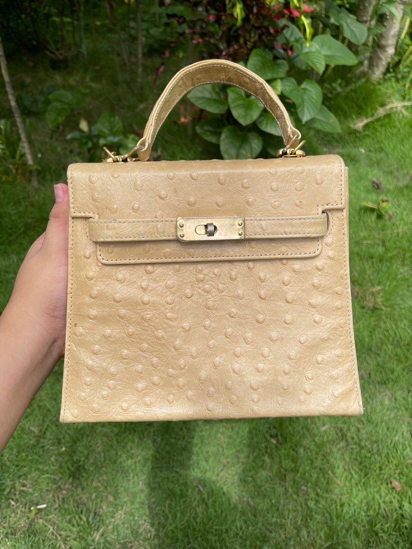 XMAS SALE! Genuine Ostrich Kelly Hand Sling Bag, Women's Fashion, Bags ...