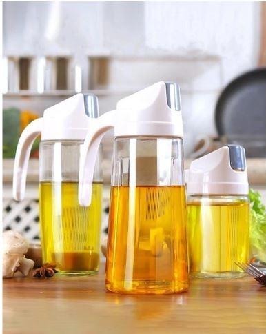 Glass Oil Bottle Dispenser Automatic Flip Oil Dispenser Food Seasoning ...