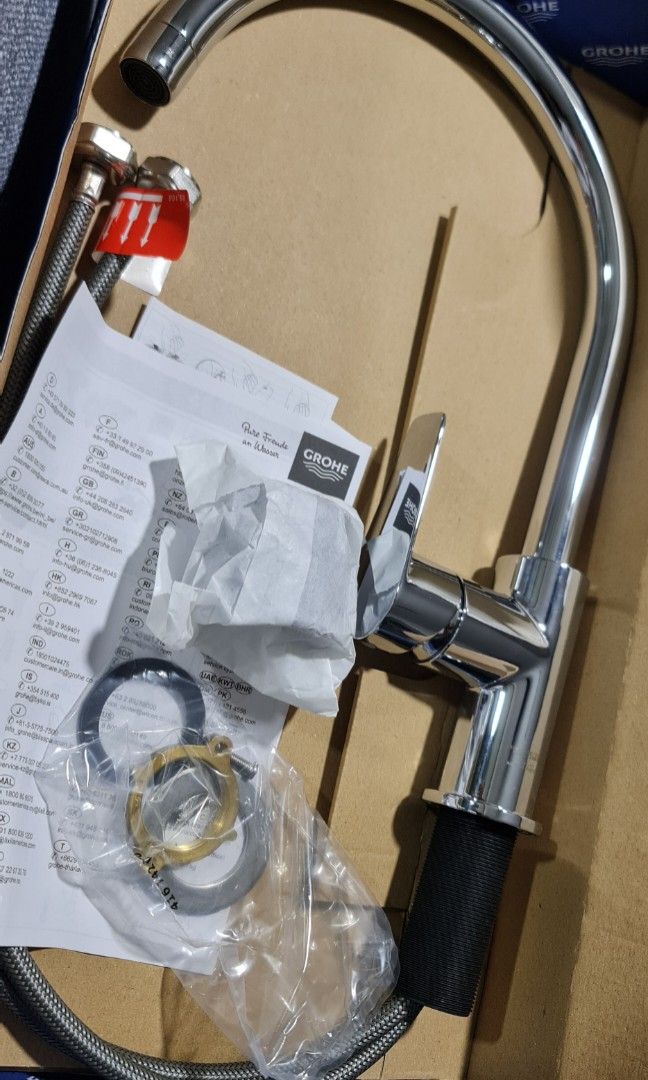 GROHE BauEdge Single Lever Basin Mixer, Furniture & Home Living ...