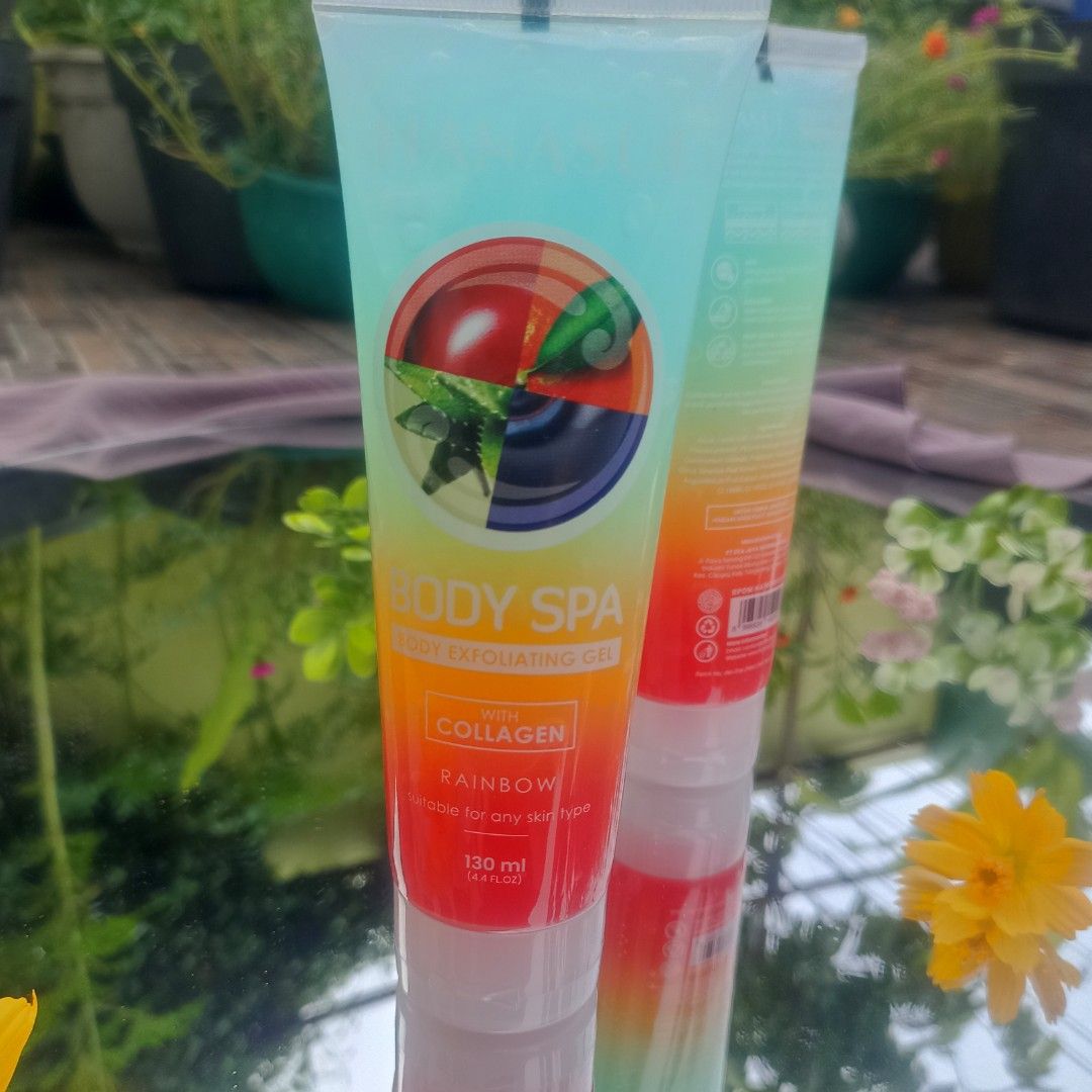 HANASUI Body Spa Exfoliating Gel with collagen Rainbow 130ml, Kesehatan & Kecantikan, Kulit ...