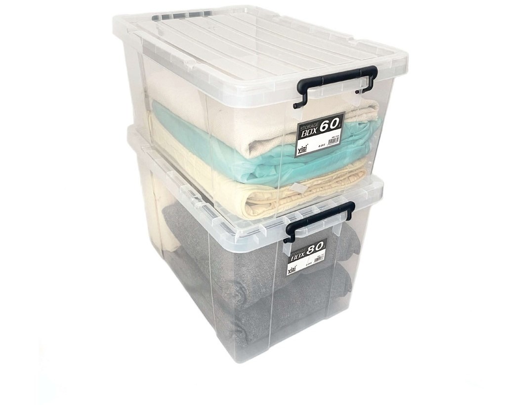 Heavy Duty Stackable Transparent Storage Box (14L - 80L), Furniture ...