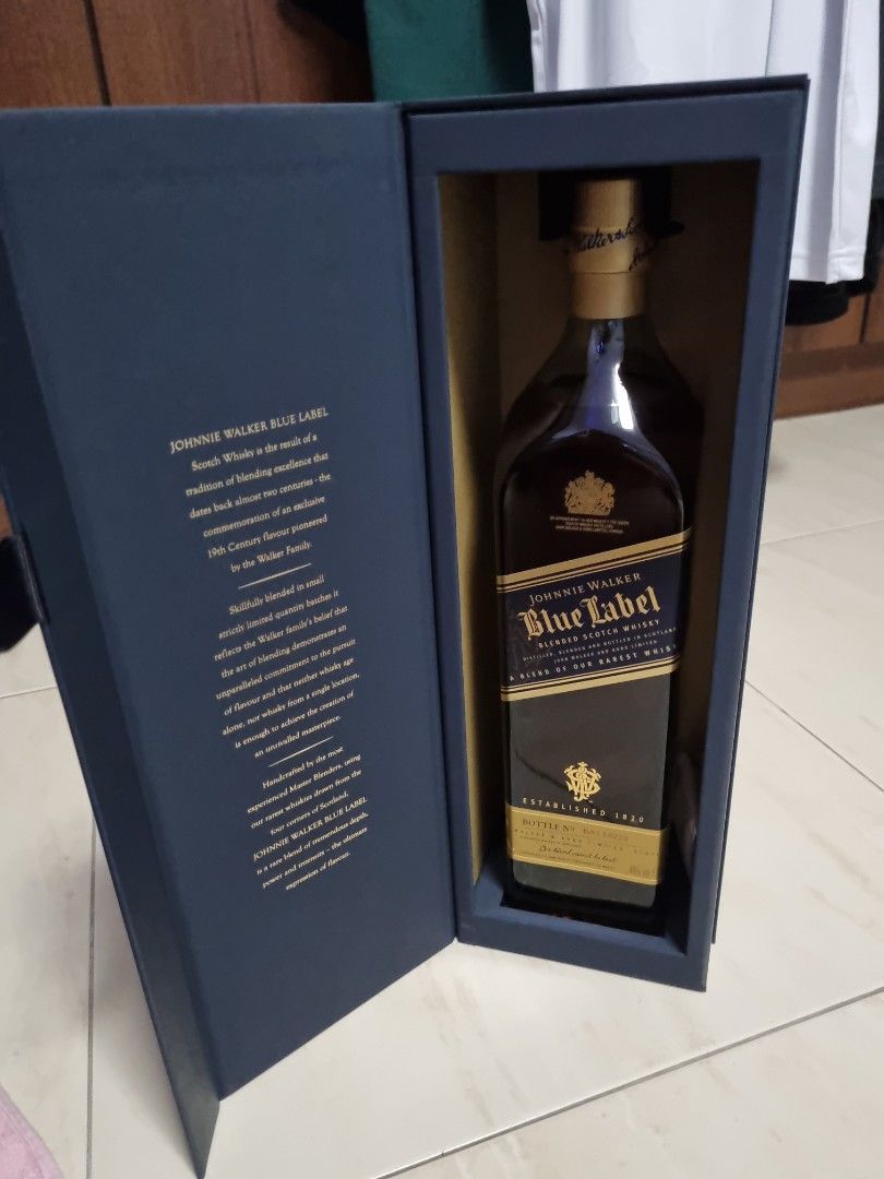 Johnnie Walker Blue Label 1L with Gift Box, Food & Drinks, Alcoholic ...