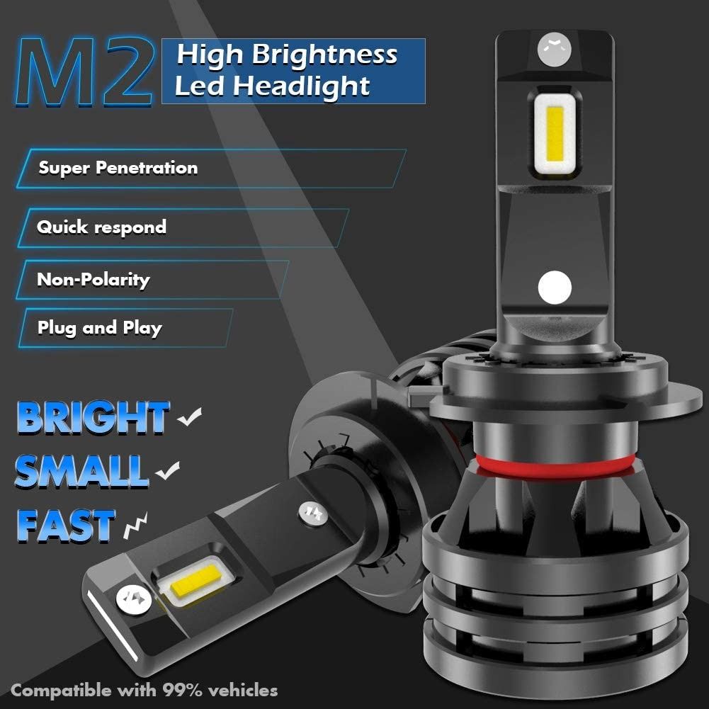 KATUR H7 Led Headlight Bulbs Mini Design Upgraded Chip Extremely Bright 12000 Lumens Waterproof ...