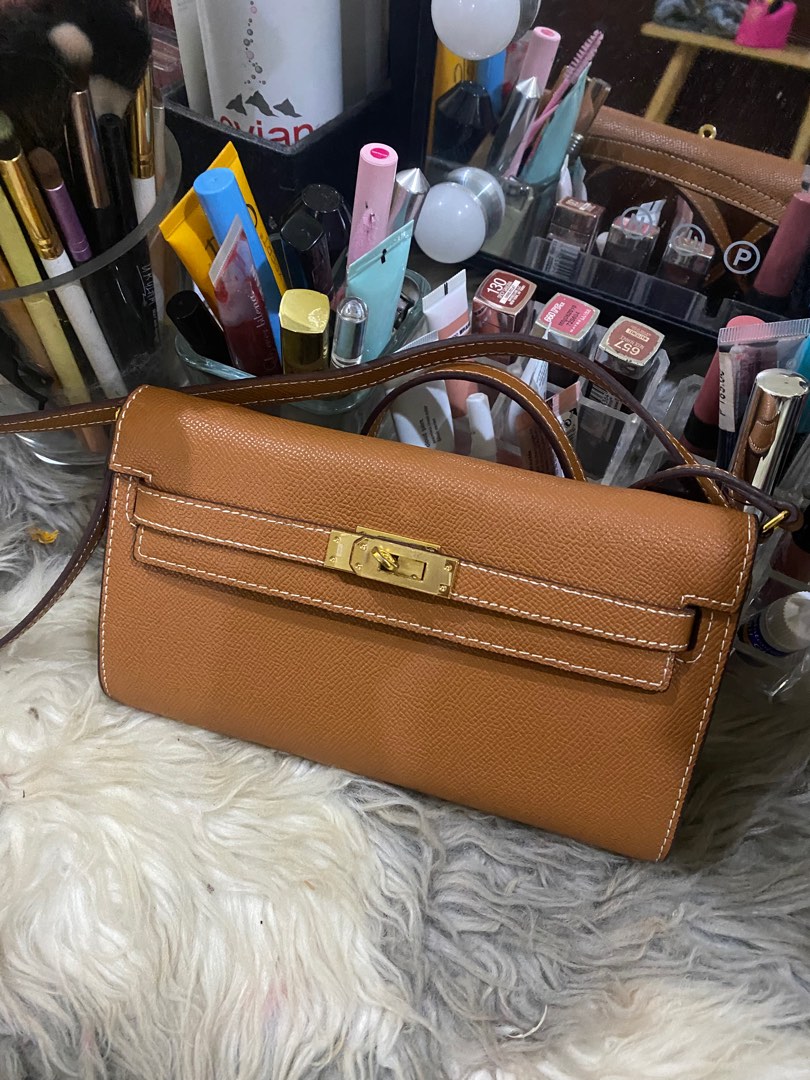 Kelly Inspired Sling Wallet (white stitch), Women's Fashion, Bags ...