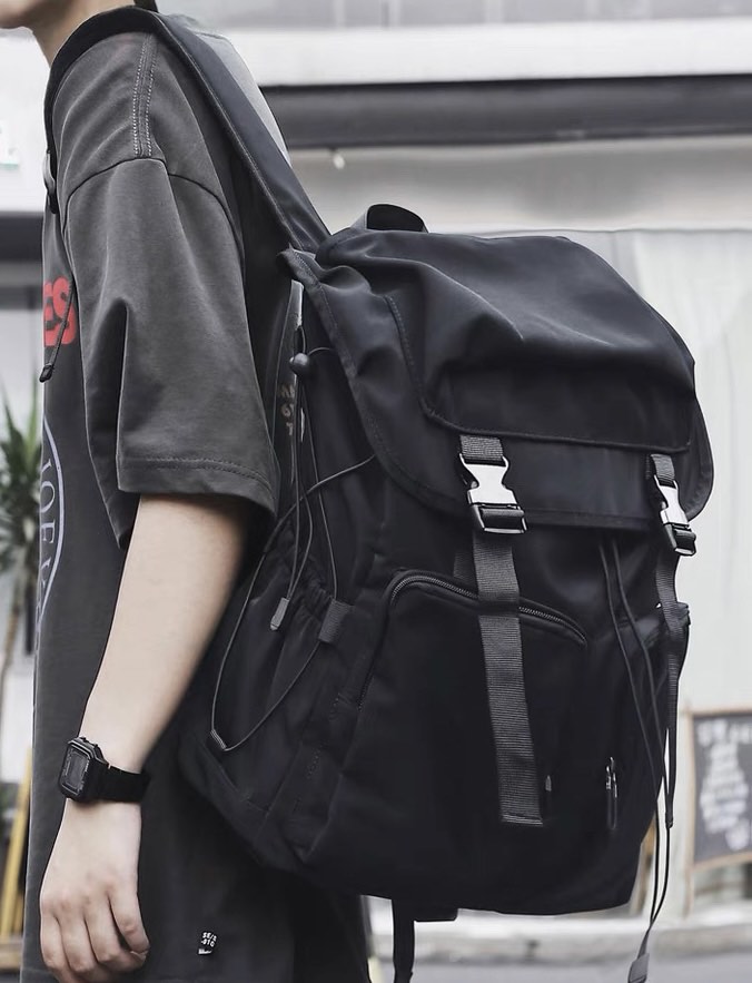 Korean Waterproof Fashion Backpack (Black), Men's Fashion, Bags ...