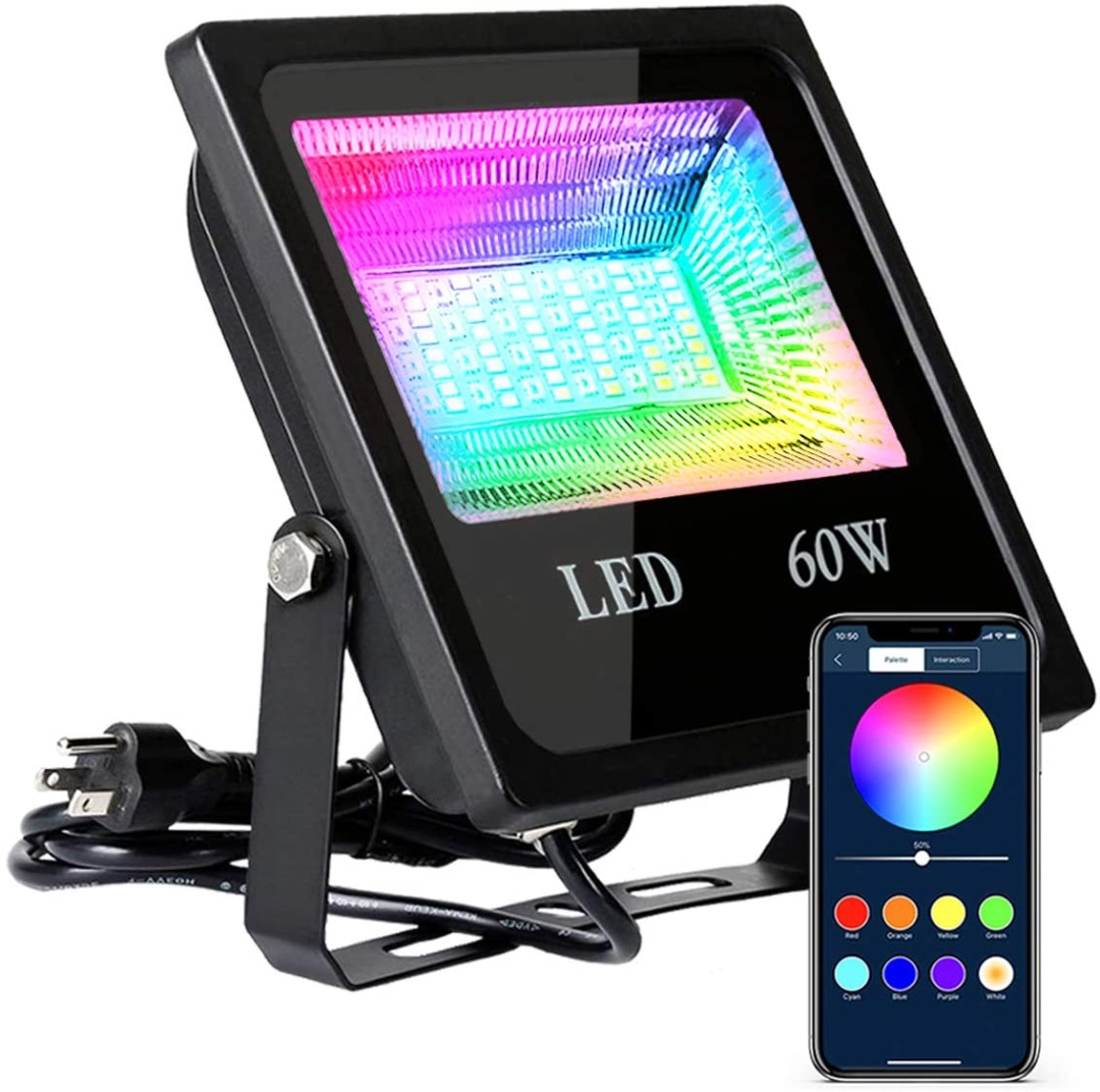 LED RGB Flood Lights，Autai 60W Bluetooth Flood Light with APP Remote ...