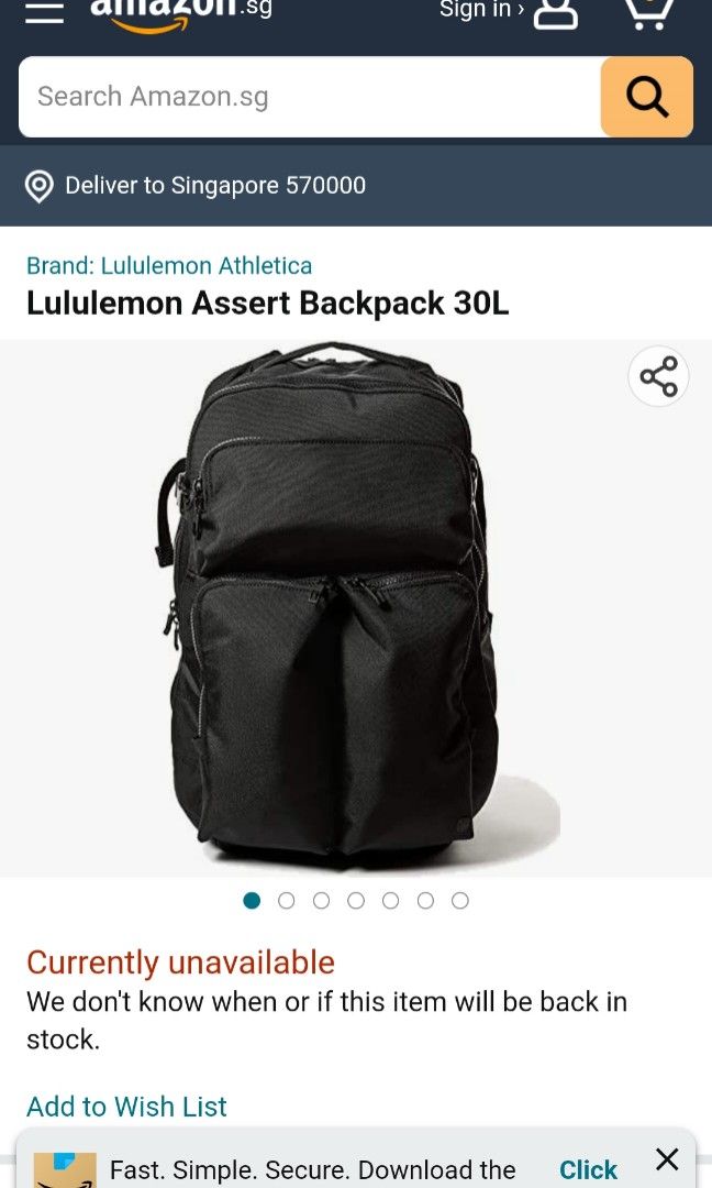 Lululemon assert 30l, Men's Fashion, Bags, Backpacks on Carousell