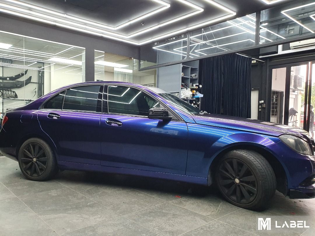 Mercedes Benz W204 Full Vinyl Wrap - Gloss Chameleon Blue Purple, Car ...