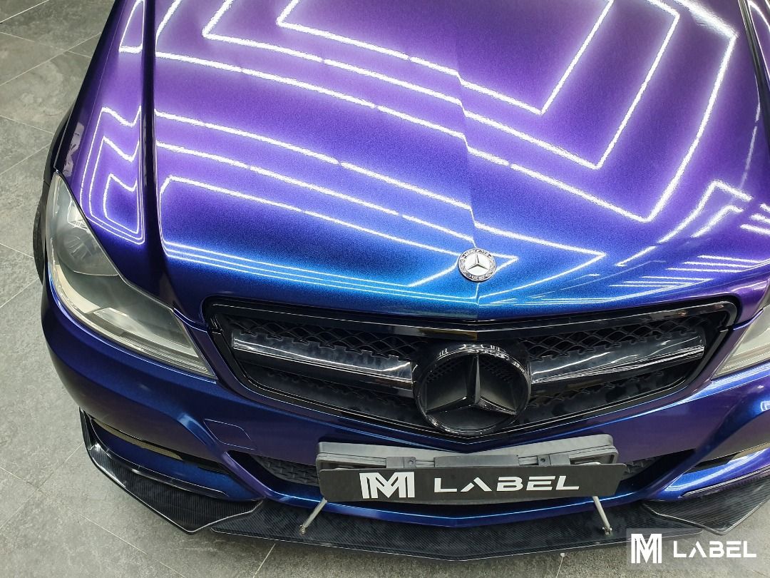 Mercedes Benz W204 Full Vinyl Wrap - Gloss Chameleon Blue Purple, Car ...