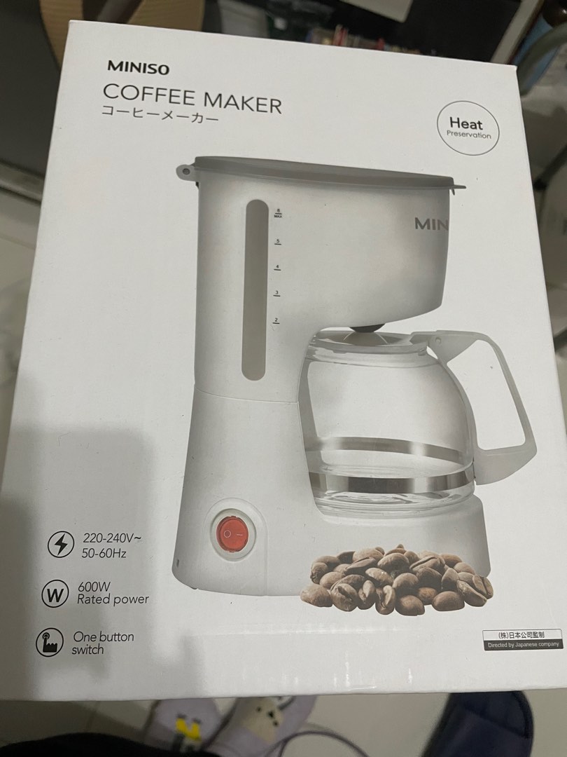 Miniso coffee maker 咖啡機, 家庭電器, 廚房電器, 咖啡機及咖啡壺 - Carousell