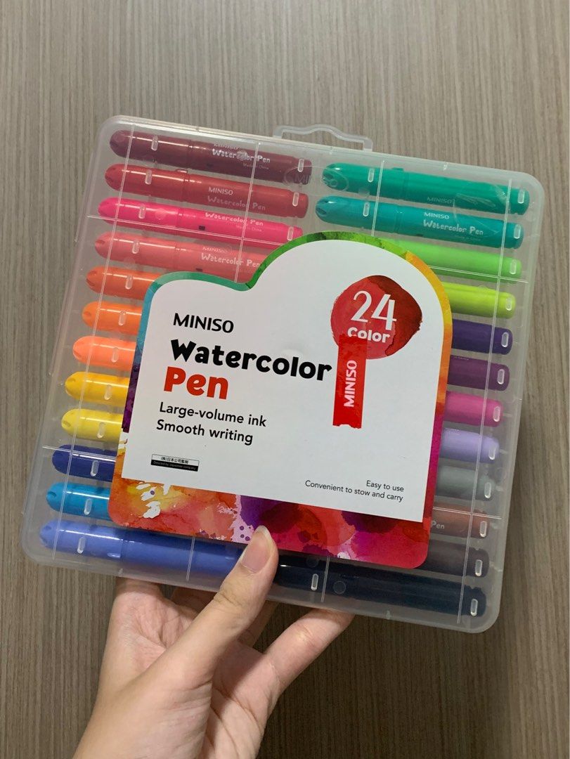 miniso 24 colours watercolour pens, Hobbies & Toys, Stationery & Craft ...
