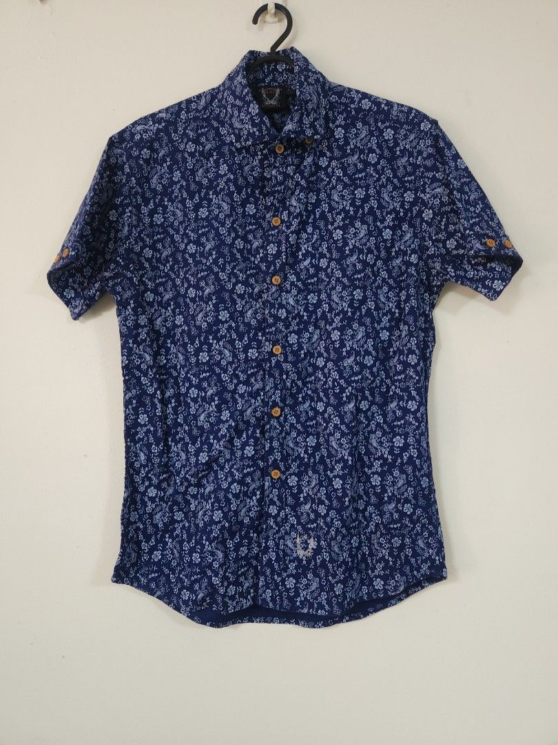 MOC Blue Floral Men's Shirt, Men's Fashion, Tops & Sets, Tshirts & Polo Shirts on Carousell