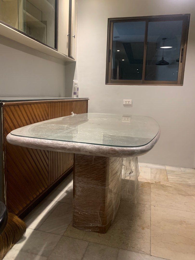 Narra dining table with glass, Furniture & Home Living, Furniture ...