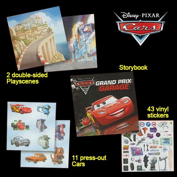 [NEW] Disney Pixar CARS 2 GRAND PRIX GARAGE Story book and Garage with ...
