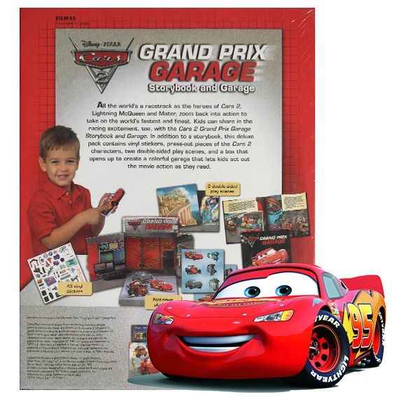 [NEW] Disney Pixar CARS 2 GRAND PRIX GARAGE Story book and Garage with ...