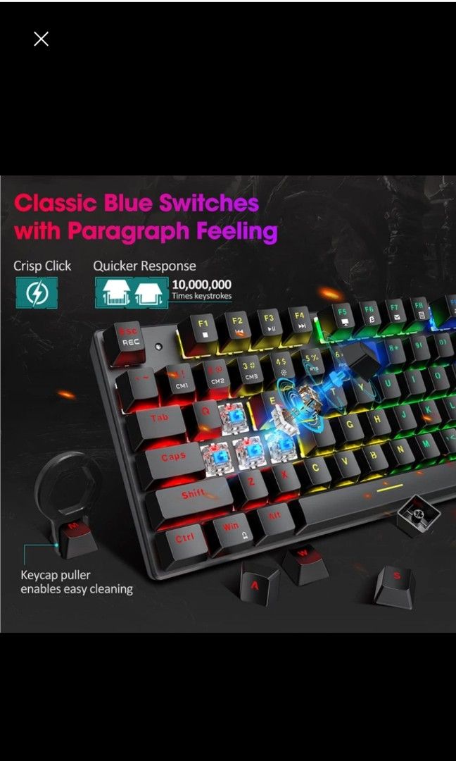 PC244A Mechanical Gaming Keyboard With Blue Switches-Black, Computers ...