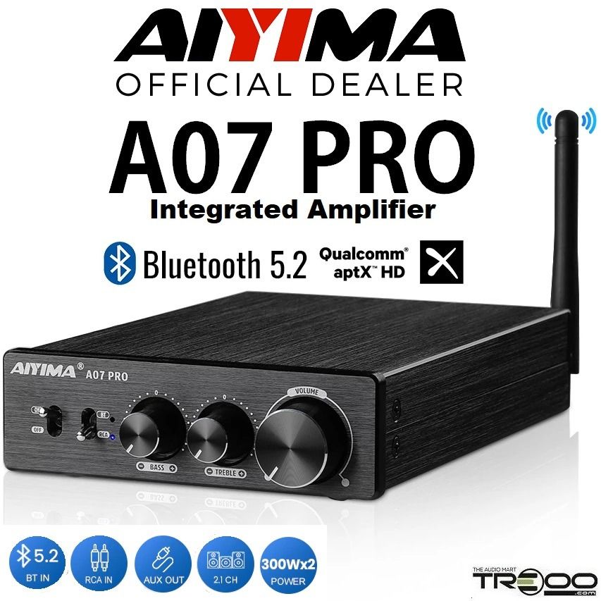[PROMO! ] AIYIMA A07 Pro Wireless Bluetooth Receiver/Streamer Hi-Fi Integrated Amplifier, Audio ...