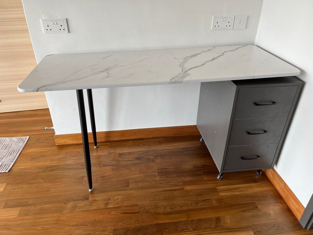 Sintered Stone Study/Office Table comes with pedestal, Furniture & Home ...
