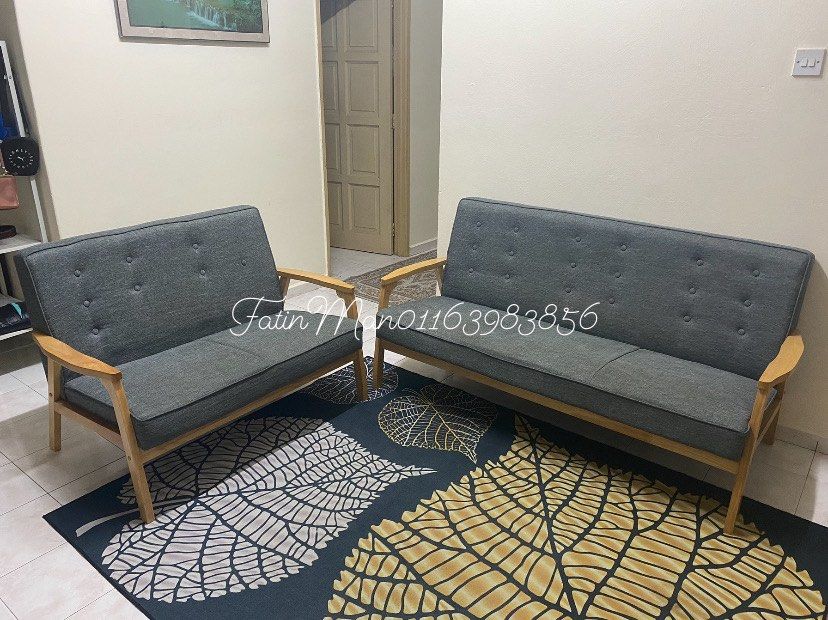 Sofa Kayu 3+2seater, Furniture & Home Living, Furniture, Sofas on Carousell