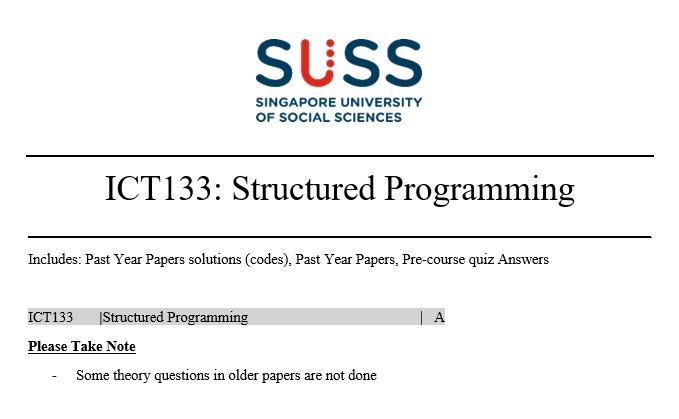 SUSS ICT133: STRUCTURED PROGRAMMING, Hobbies & Toys, Books & Magazines ...