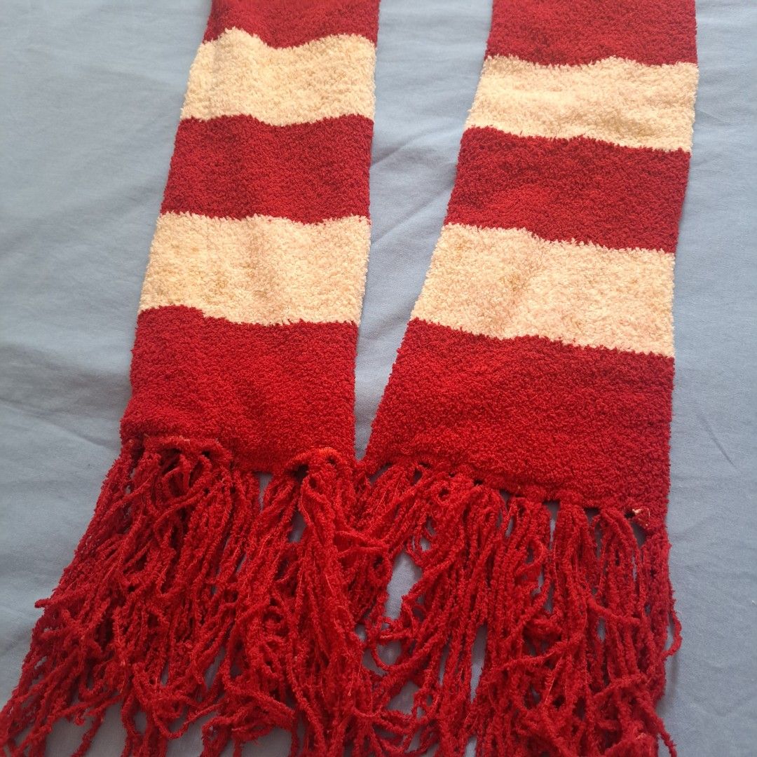 Syal Rajut Scarf tebal Korea winter Christmas Natal merah putih, Fesyen ...