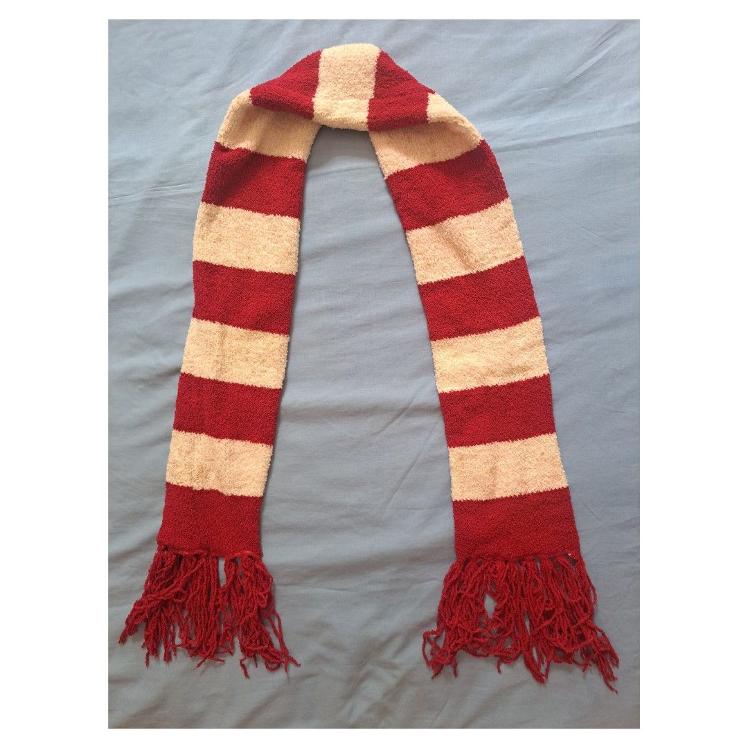 Syal Rajut Scarf tebal Korea winter Christmas Natal merah putih, Fesyen ...