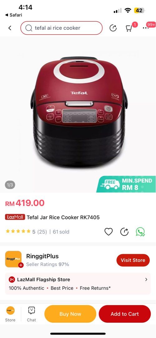 Tefal rice cooker serie r33, Furniture & Home Living, Kitchenware ...