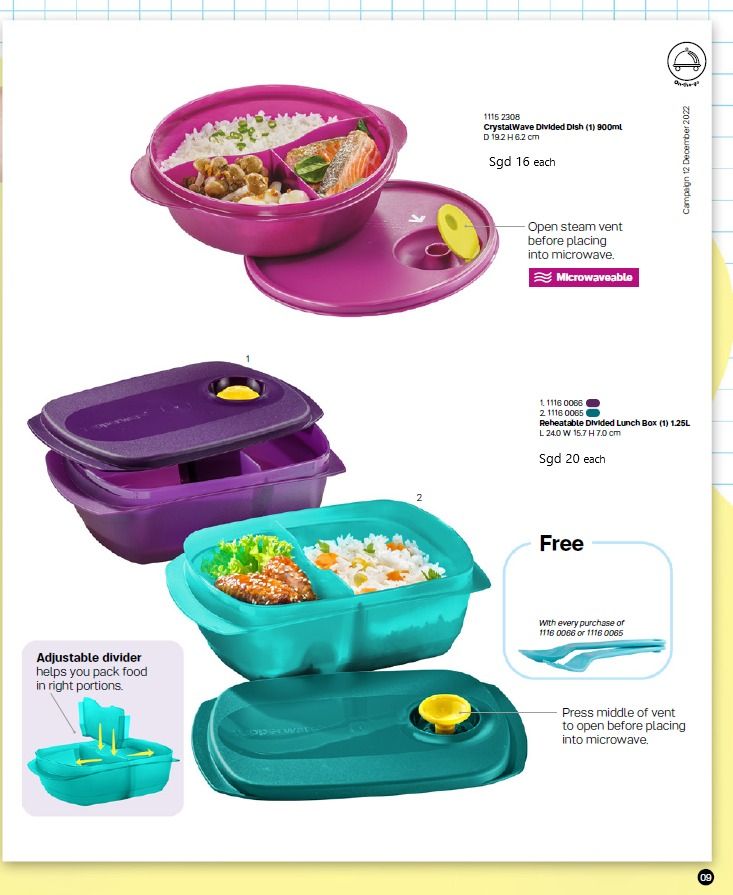 Tupperware Brand - Reheatable Divided Lunch Box, Furniture & Home ...