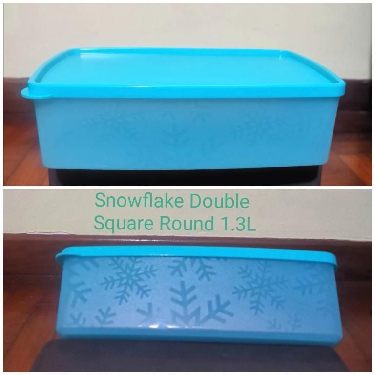 Tupperware Snowflake Double Square Round 1.3L, Furniture & Home Living ...