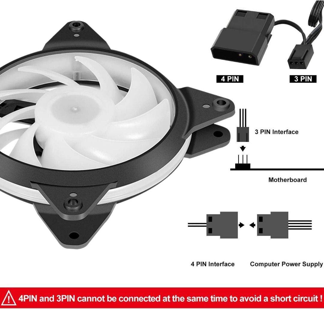 upHere 3-PIN 120mm LED Computer Case Fan super Silent PC Cooling Fan 3 ...